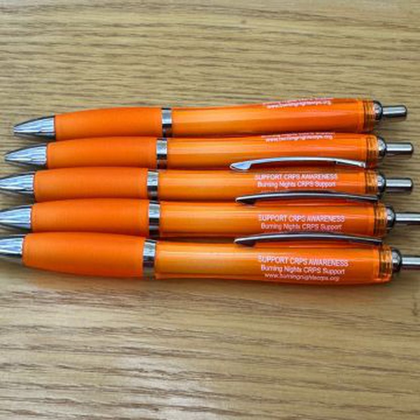 Burning Nights CRPS Support - CRPS awareness pen in bright orange