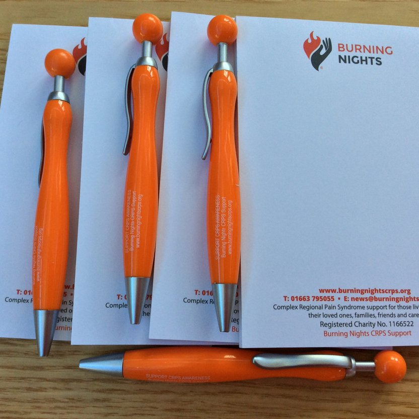 Notepad & Pen Set | Shop CRPS Awareness Products | Burning Nights CRPS ...